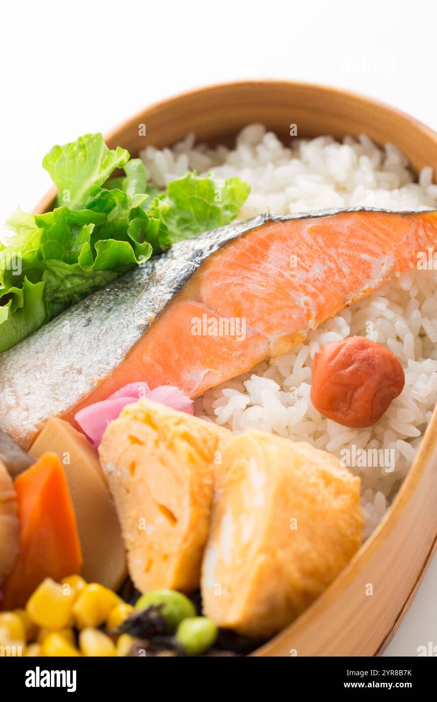 Salmon Box Lunch Stock Photo - Alamy