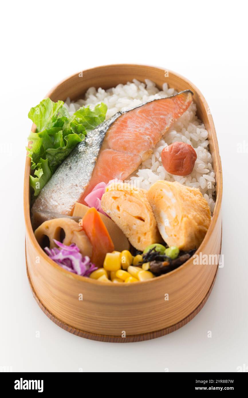 Salmon Box Lunch Stock Photo - Alamy