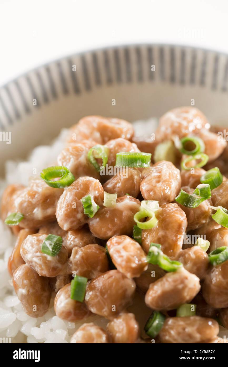 Rice and natto Stock Photo - Alamy