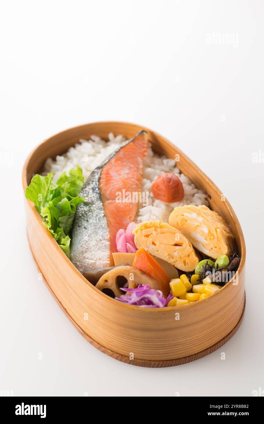 Salmon Box Lunch Stock Photo - Alamy