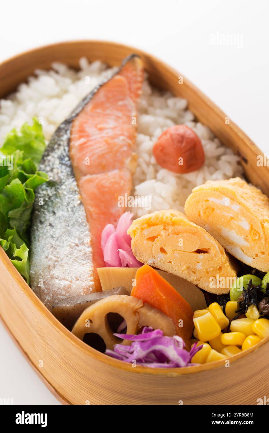 Salmon Box Lunch Stock Photo - Alamy