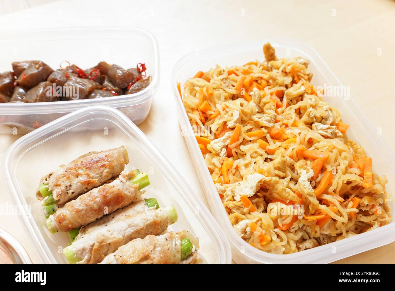 Reserve dishes, precooked food stock, packed lunches Stock Photo - Alamy