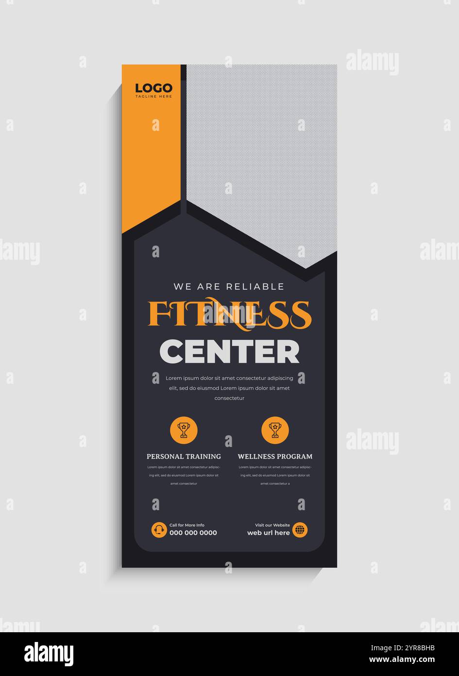 Fitness Gym business standee roll up banner template design Stock ...