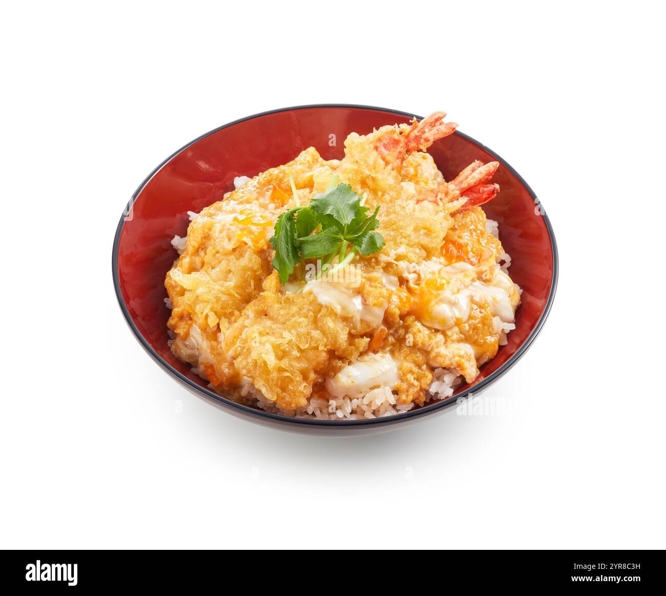 Ten-togi-don - bowl of rice topped with tempura and egg - ten-don with ...
