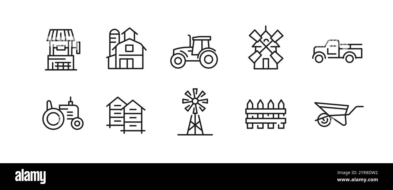 Farm combine icon outline hi-res stock photography and images - Alamy