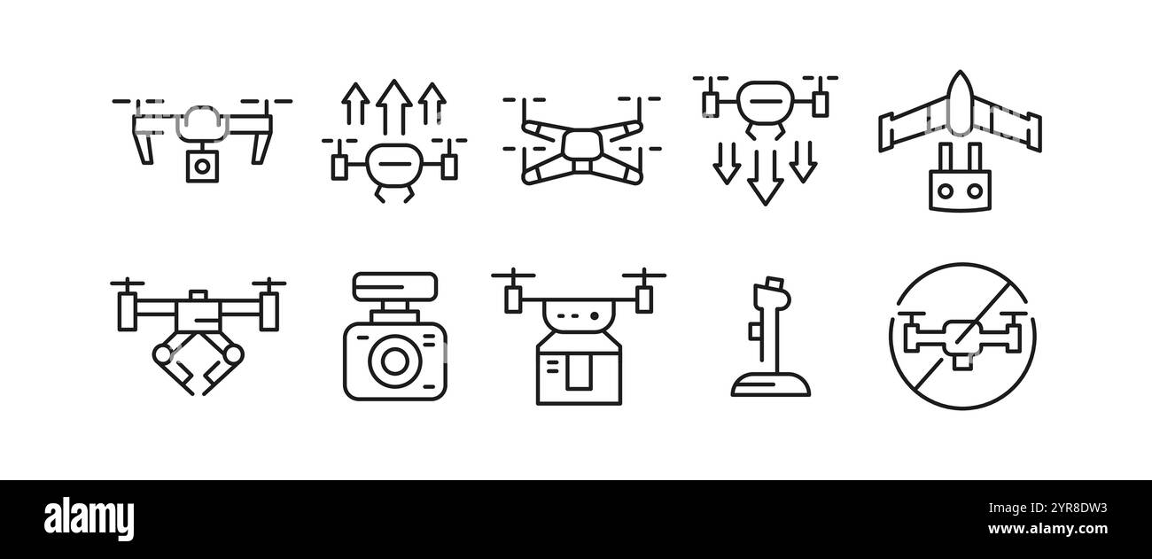 Drone Icons Set Stock Vector Image & Art - Alamy