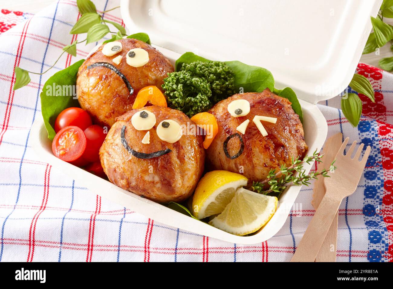 Three brothers meat-rolled rice balls Stock Photo - Alamy