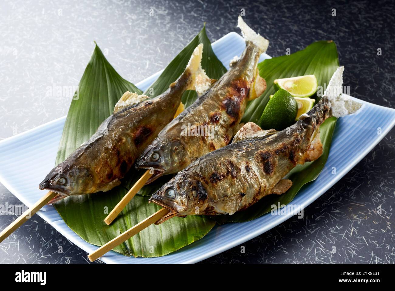 Salt-grilled ayu fish Stock Photo - Alamy