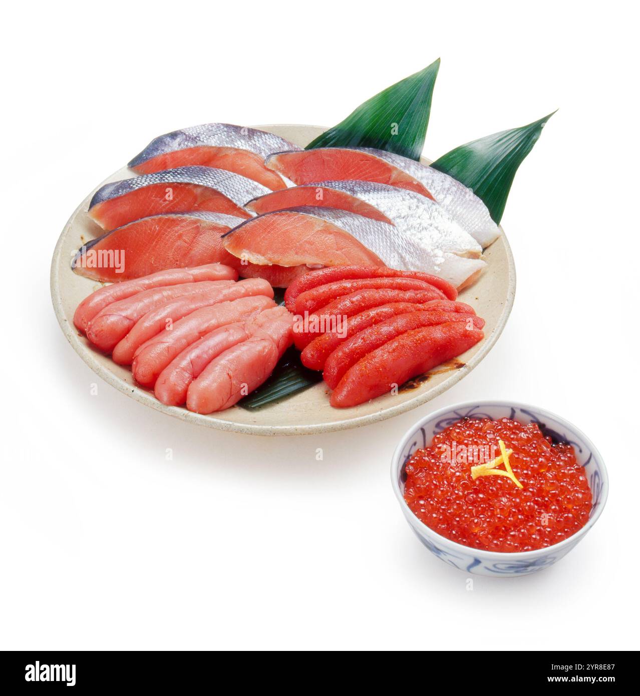 Salmon fillet, cod roe, cod roe and salmon roe Stock Photo - Alamy