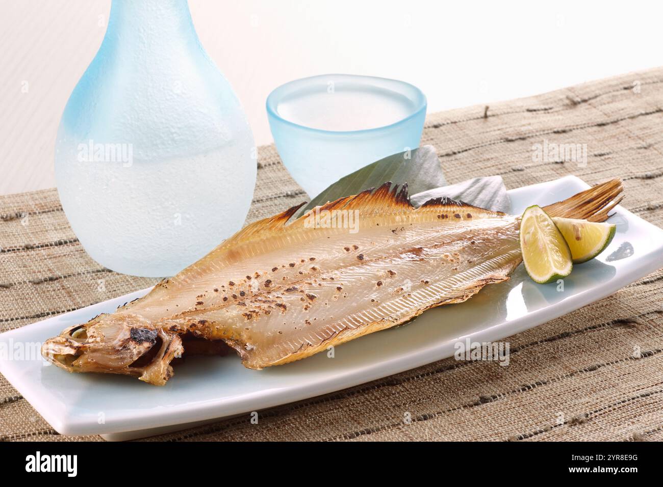 Sake and Flatfish Stock Photo - Alamy