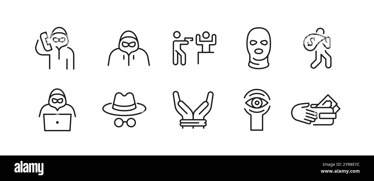 Crime Icons Set Stock Vector Image & Art - Alamy