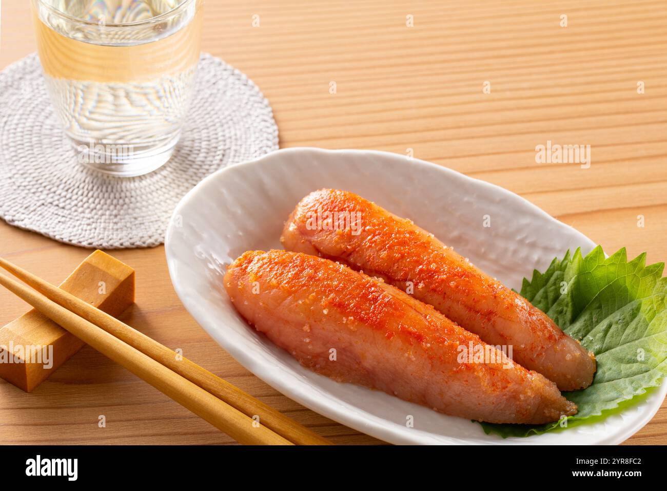 Spicy cod roe and cold sake Stock Photo - Alamy