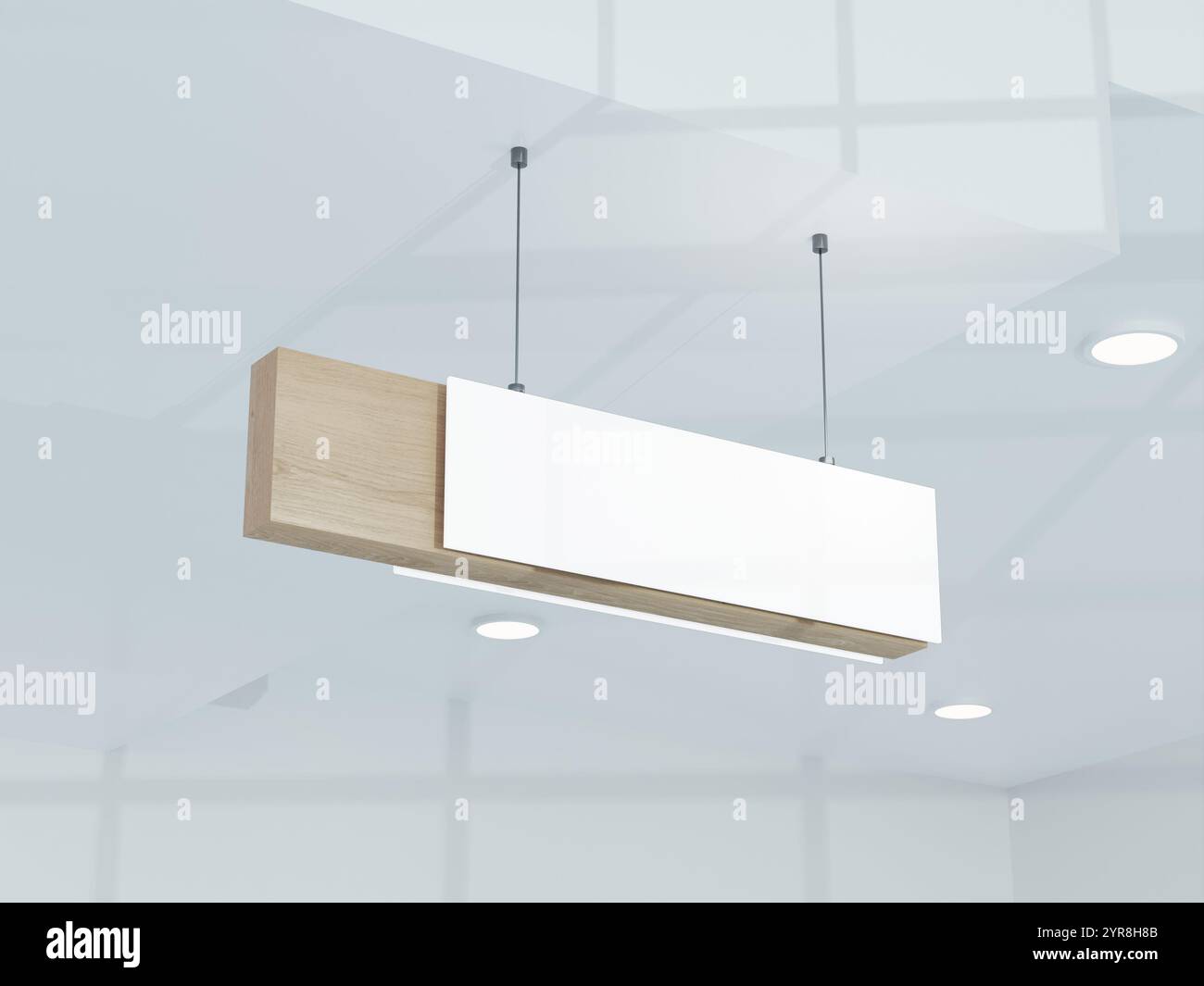 Isometric Blank Indoor Hanging Signage 3D Rendered Mockup Stock Photo ...