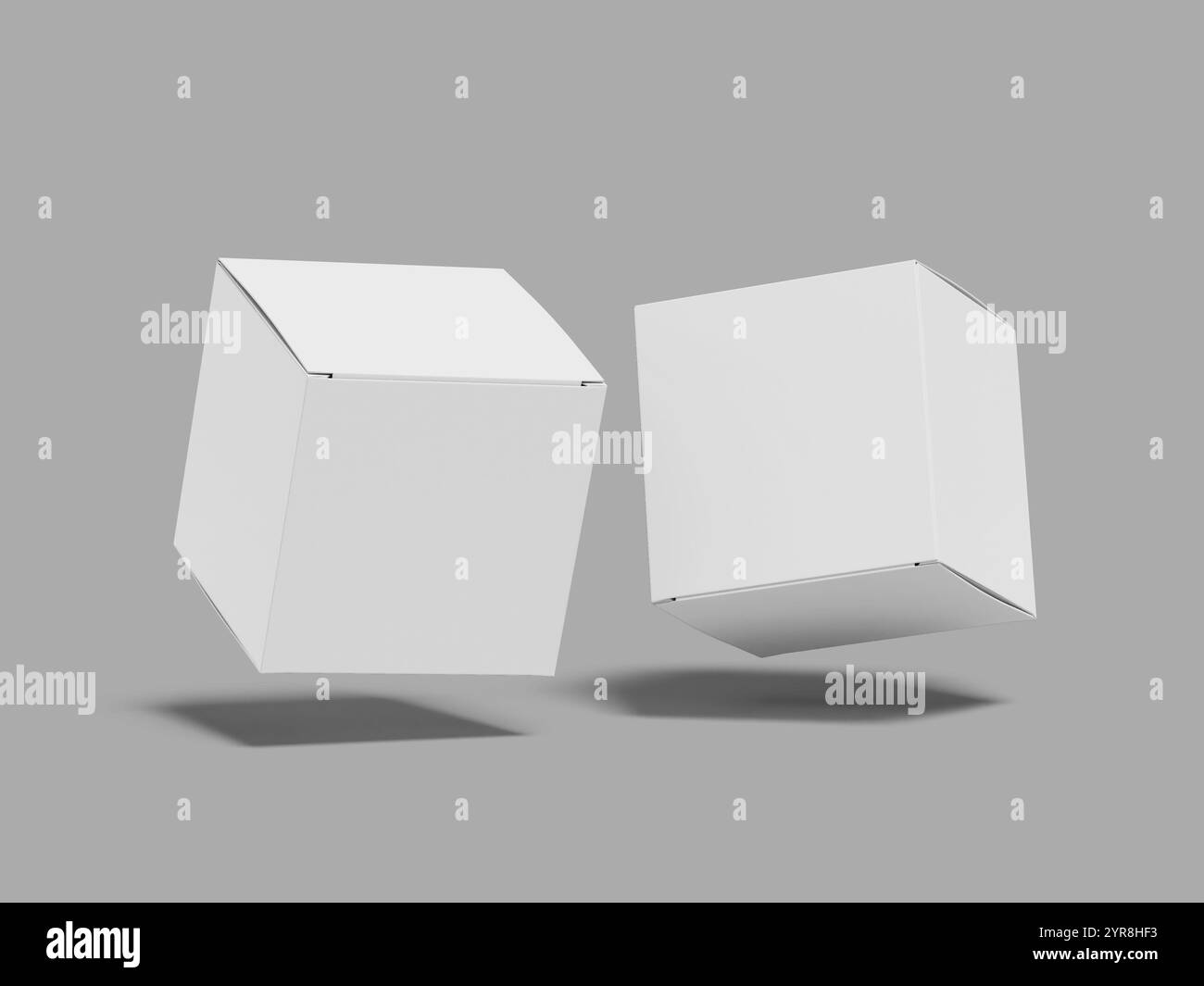 White Blank Front and Back Box Packaging 3D Render Mockup Floating Stock Photo - Alamy