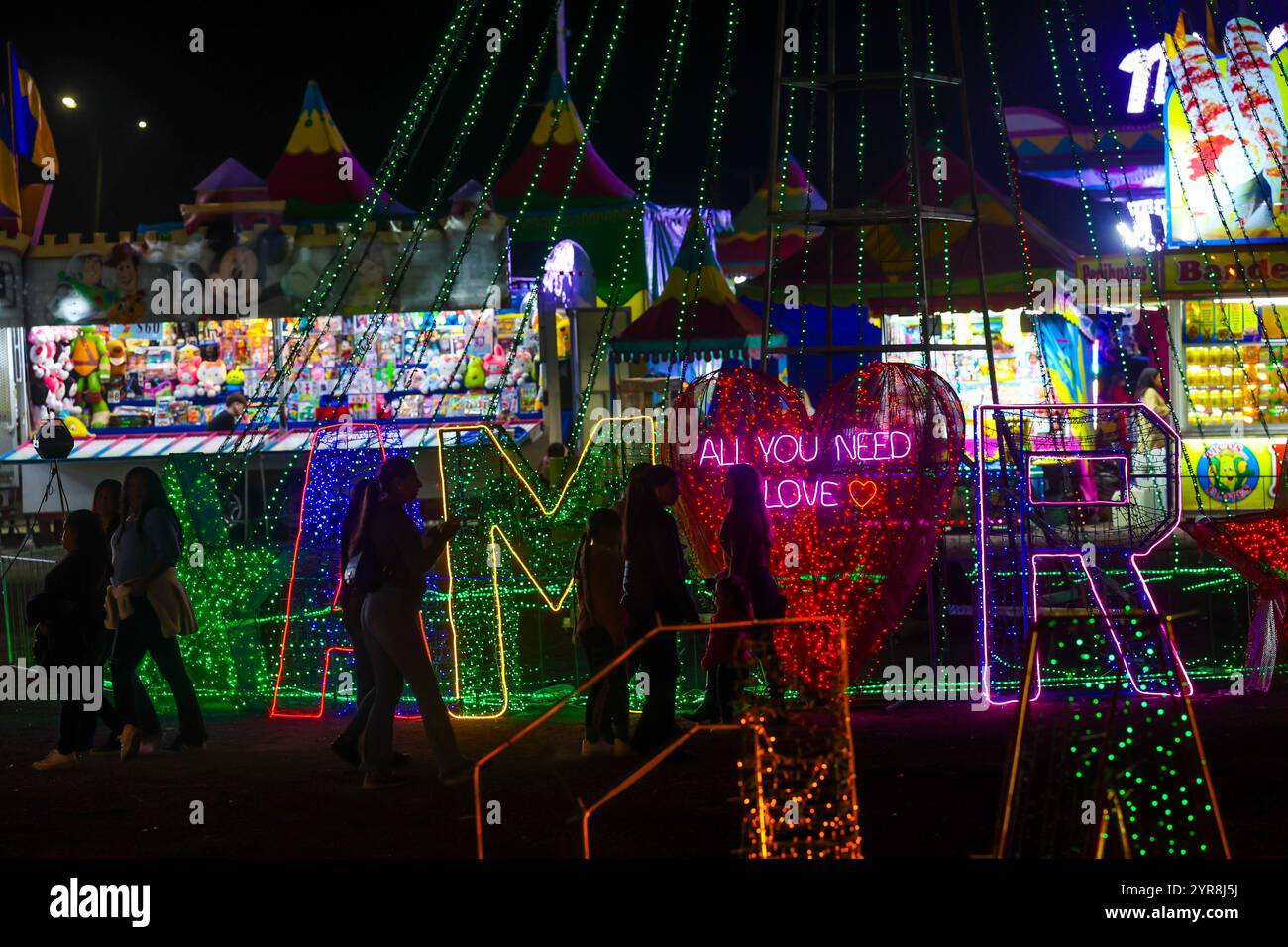 word LOVE, Christmas Fair or Christmas show Hermosillo, colorful LED ...