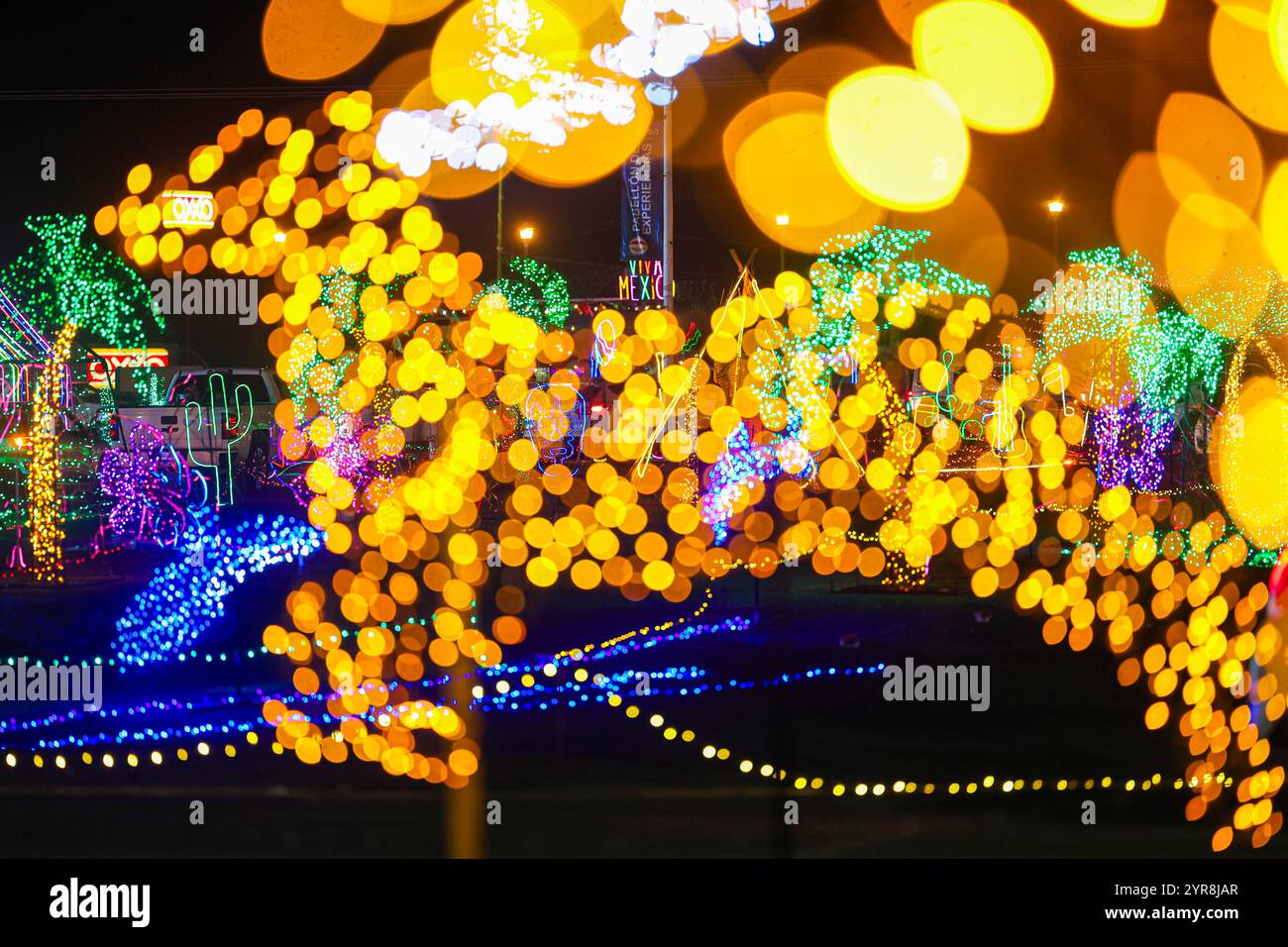 Christmas Fair or Christmas show Hermosillo, colorful LED light show ...