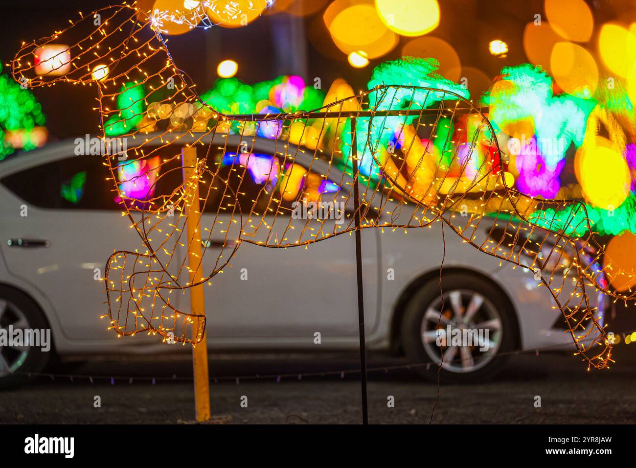 Christmas Fair or Christmas show Hermosillo, colorful LED light show ...