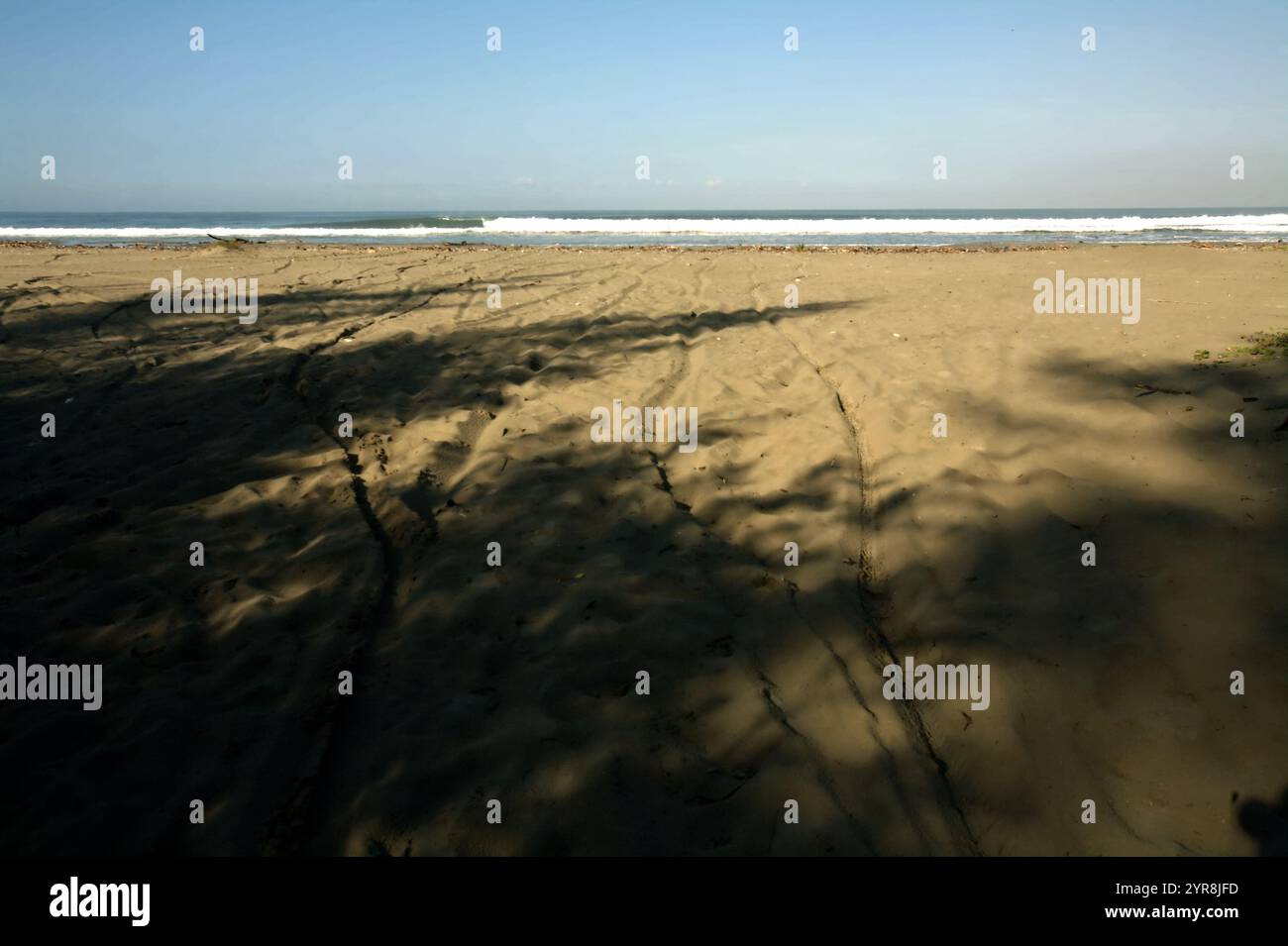 A flat beach called Pantai Panjang facing Indian Ocean in Bengkulu ...