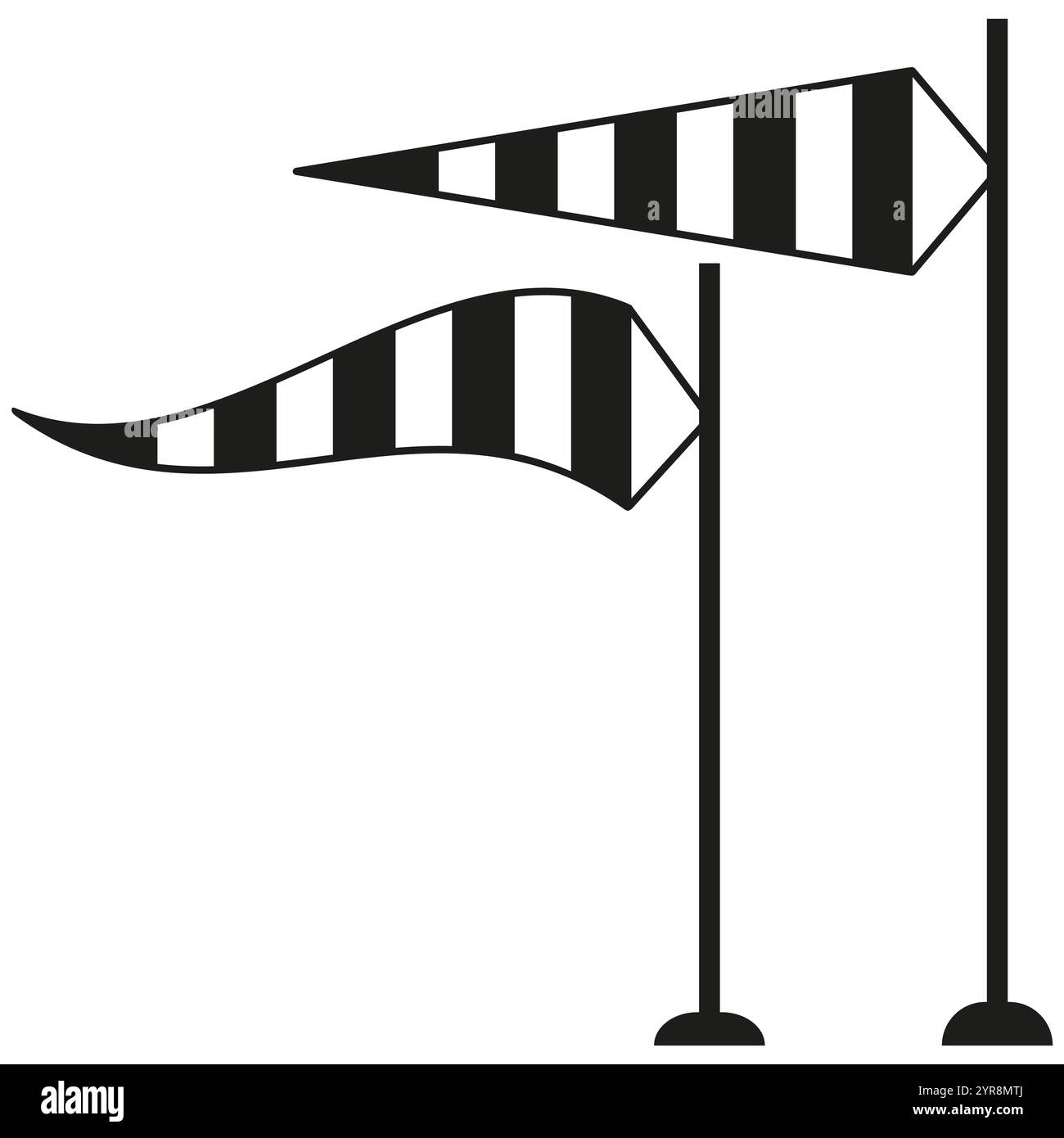 Wind cone icon. Striped wind indicator. Black vector windsock. Breeze ...