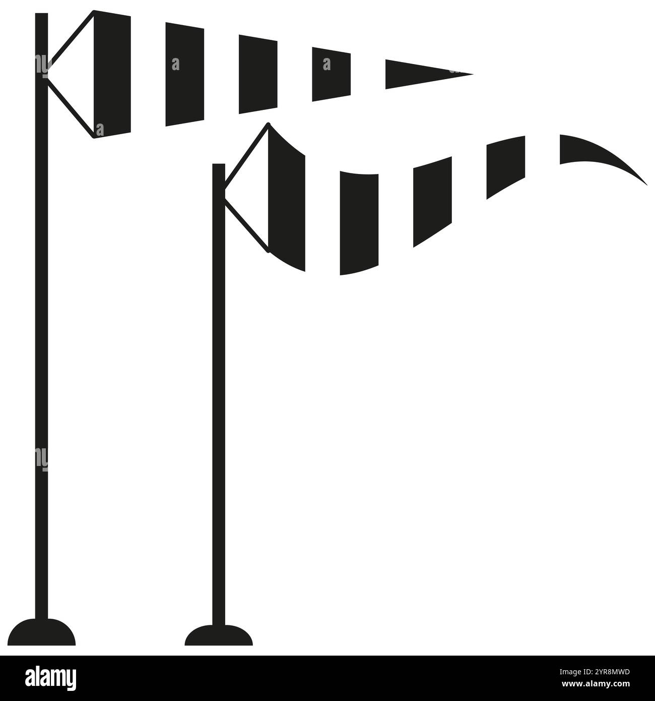 Flagpole vector icon. Windy flag symbol. Simple black lines. Geometric ...