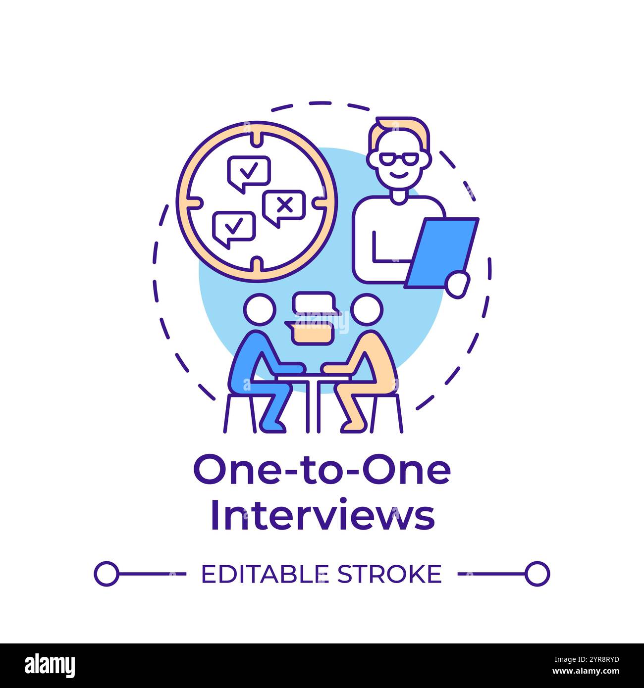 One-to-one interviews multi color concept icon Stock Vector Image & Art ...