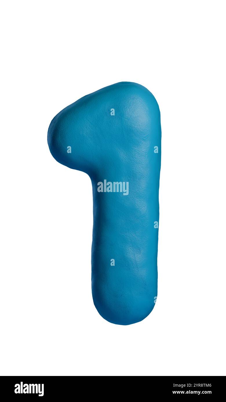 3D blue number one with realistic clay texture, mimicking handcrafted ...
