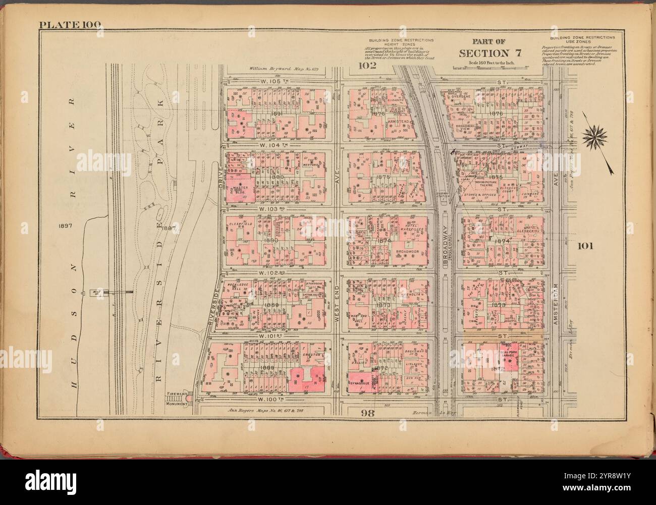 Plate 100, Part of Section 7: [Bounded by W. 105th Street, Amsterdam ...