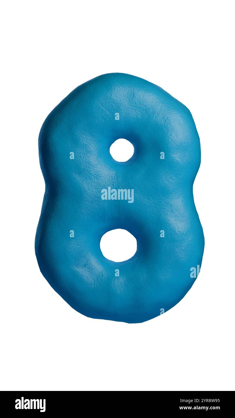3D blue number eight with realistic clay texture Stock Photo - Alamy