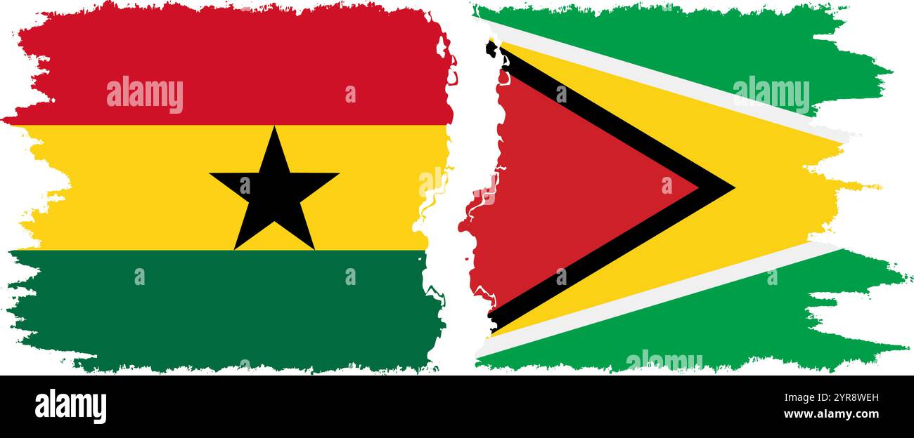 Guyana and Ghana grunge flags connection, vector Stock Vector Image ...