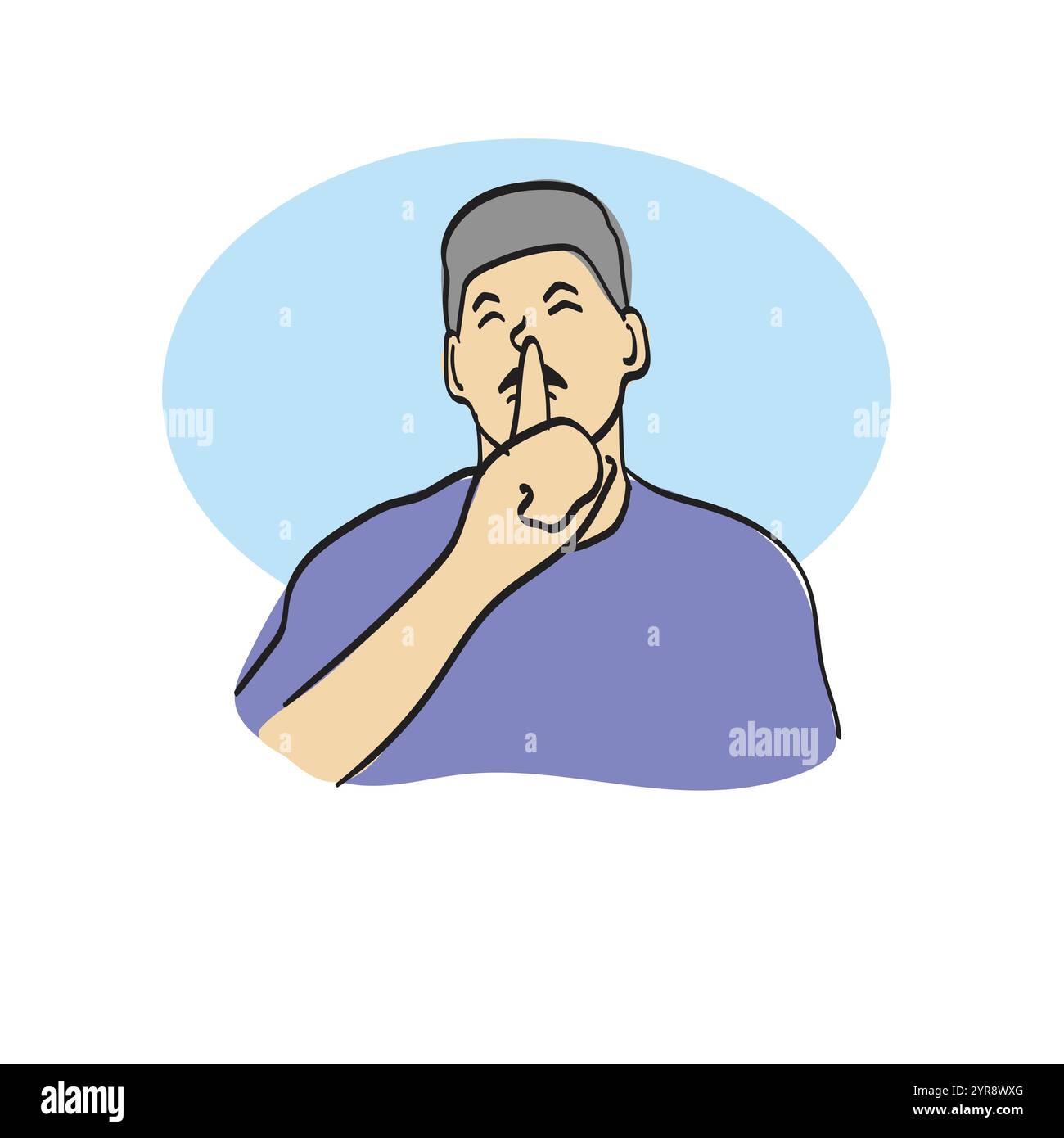 man with finger to lips to keep quiet illustration vector hand drawn ...