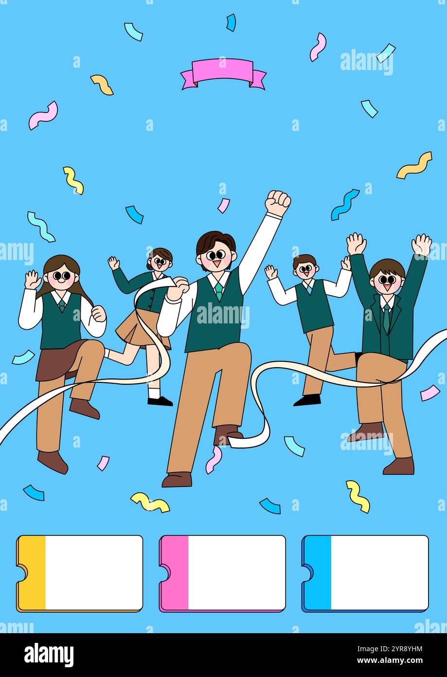 Students in school uniform crossing the finish line Stock Photo - Alamy