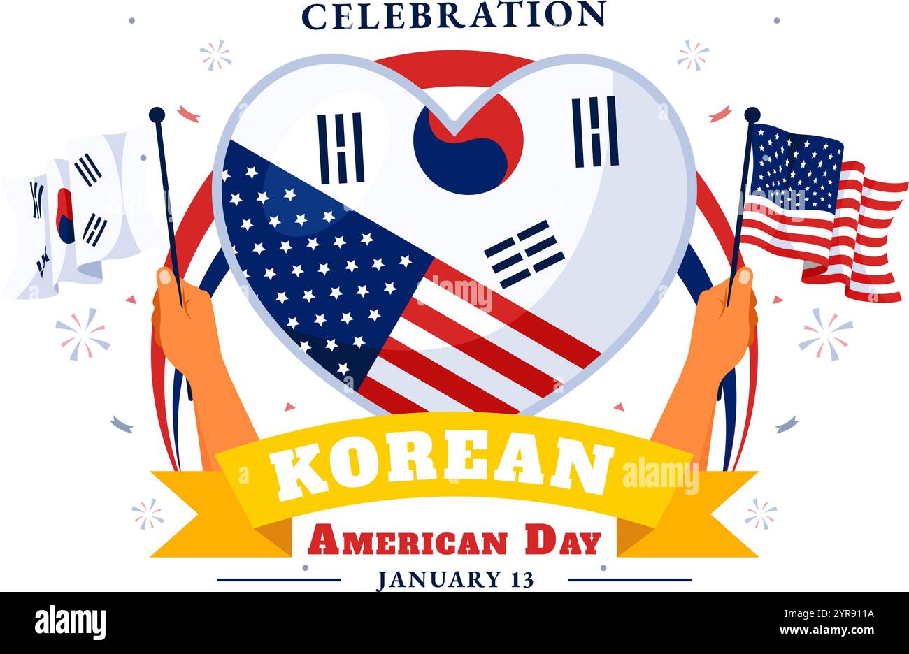 Korean American Day Vector Illustration on January 13 featuring the USA ...
