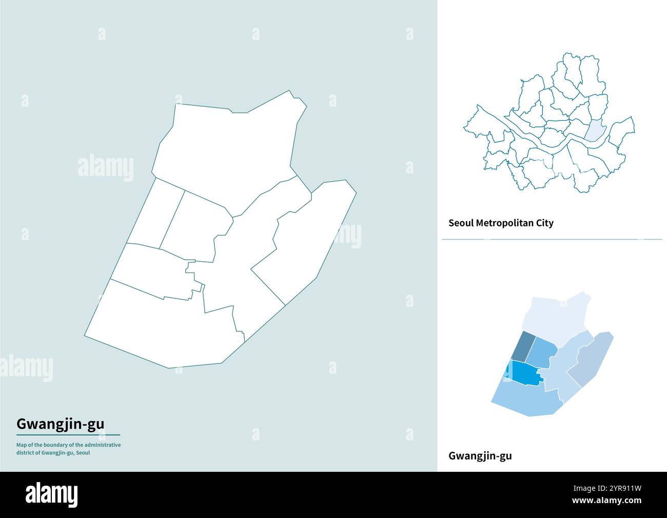 Map illustration of Gwangjin-gu, Seoul, Korea Stock Photo - Alamy