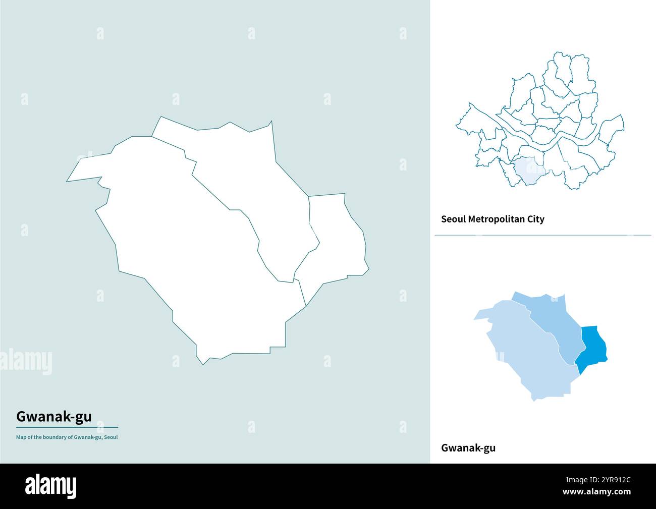 Map illustration of Gwanak-gu, Seoul, Korea Stock Photo - Alamy