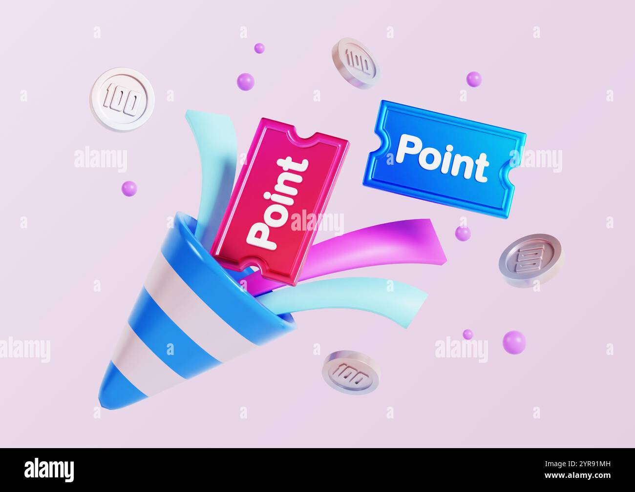 Point coupons and coins pouring out from celebration fireworks Stock ...