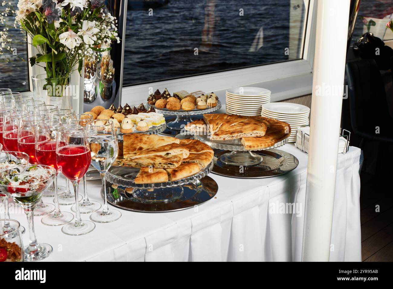 An Elegant Catering Spread Set Up on a Beautiful Boat for a Memorable Celebration Stock Photo ...