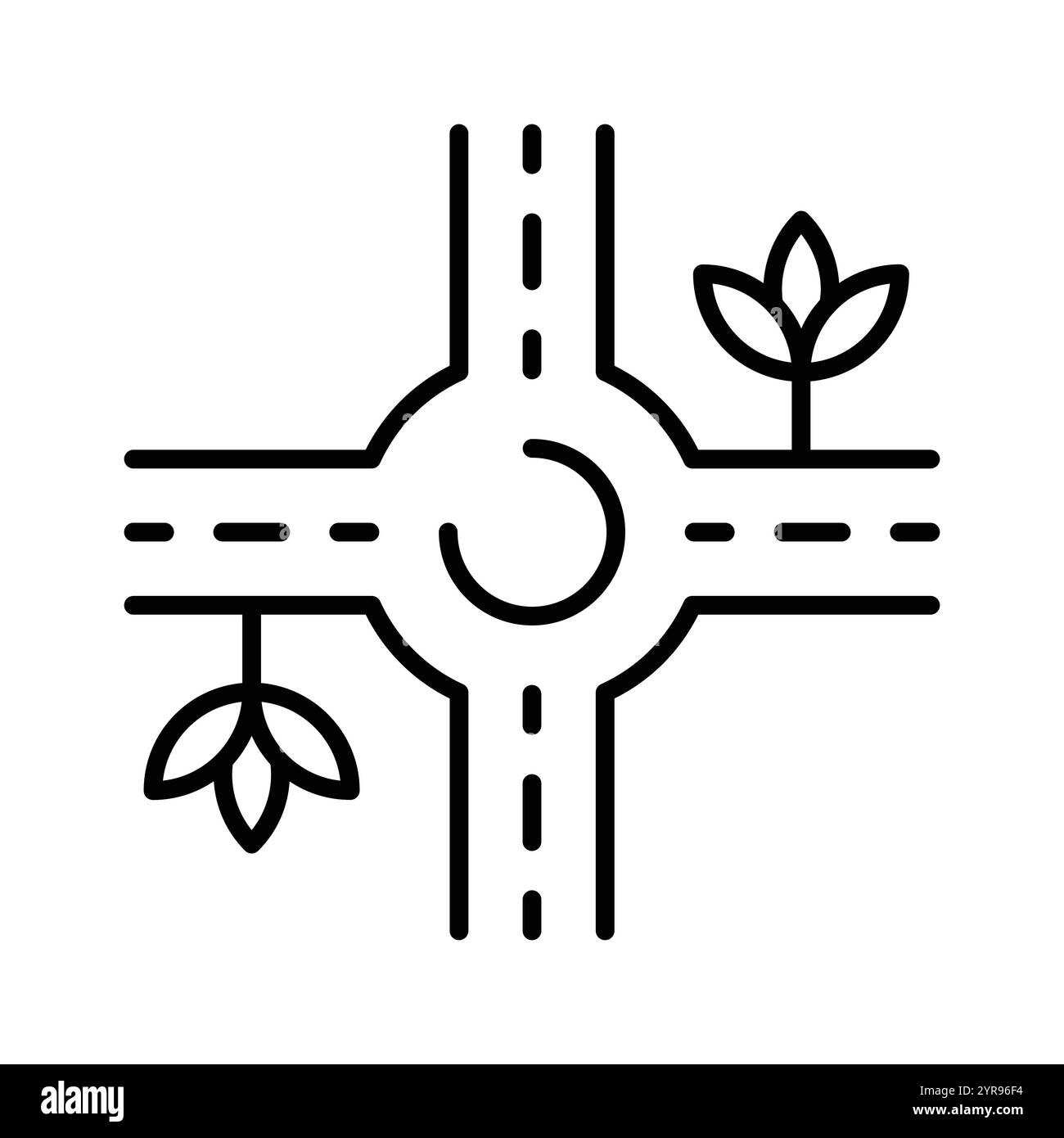 Traffic circle with four roads showing concept icon of road ...