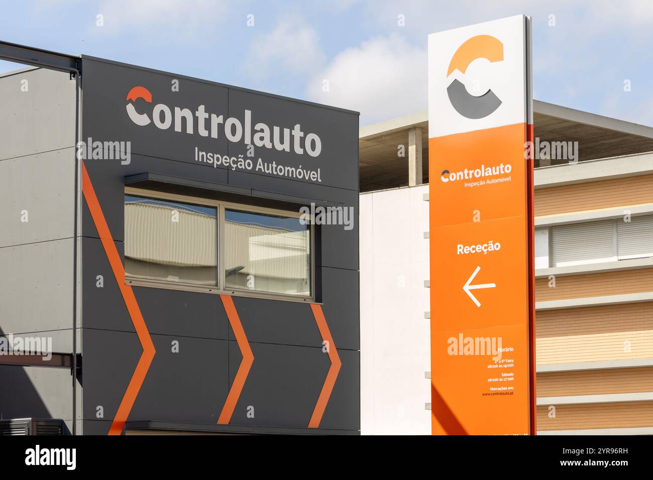 Controlauto vehicle periodic inspection center building with orange and ...
