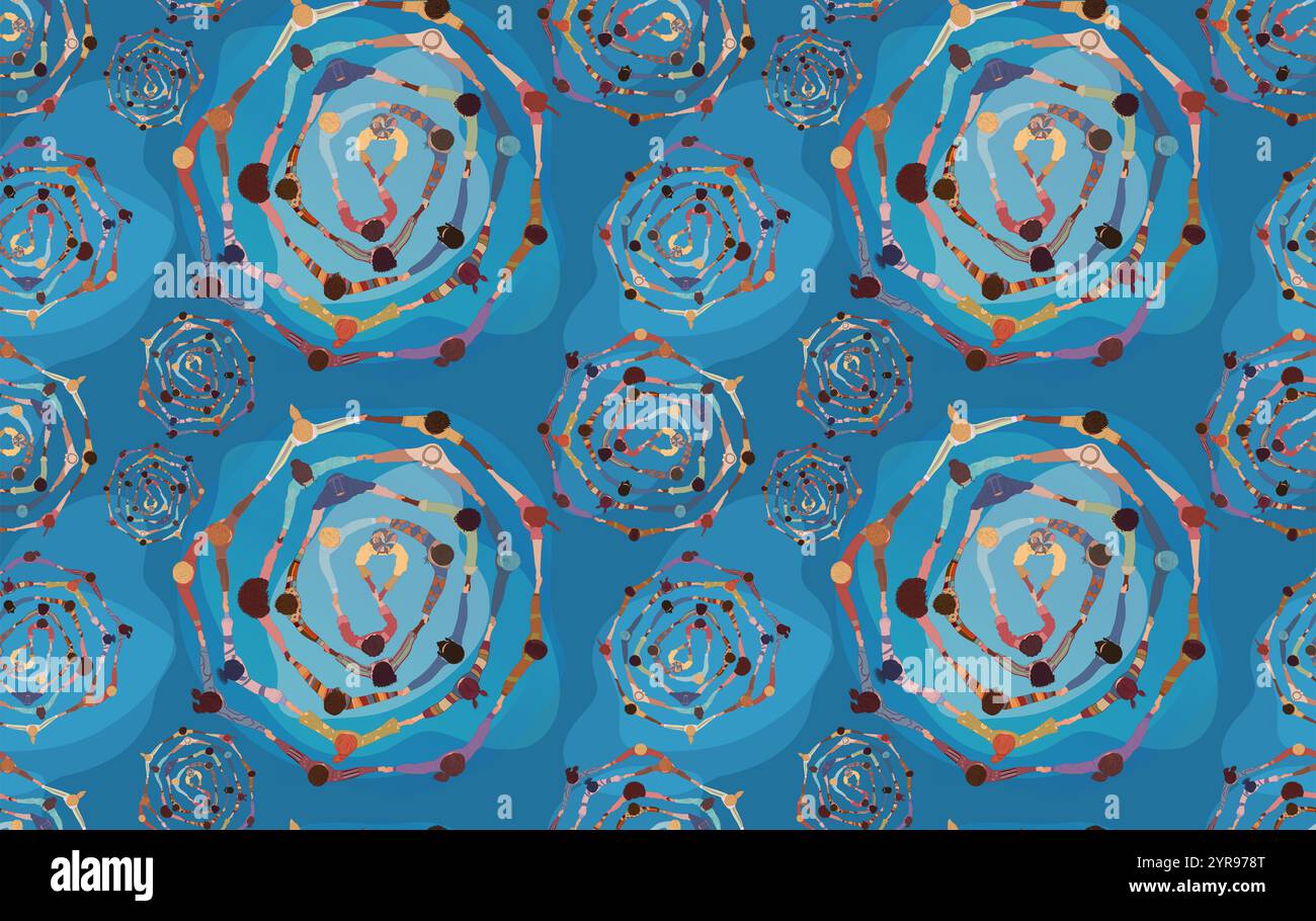 Background or wallpaper seamless pattern with group of diverse people ...