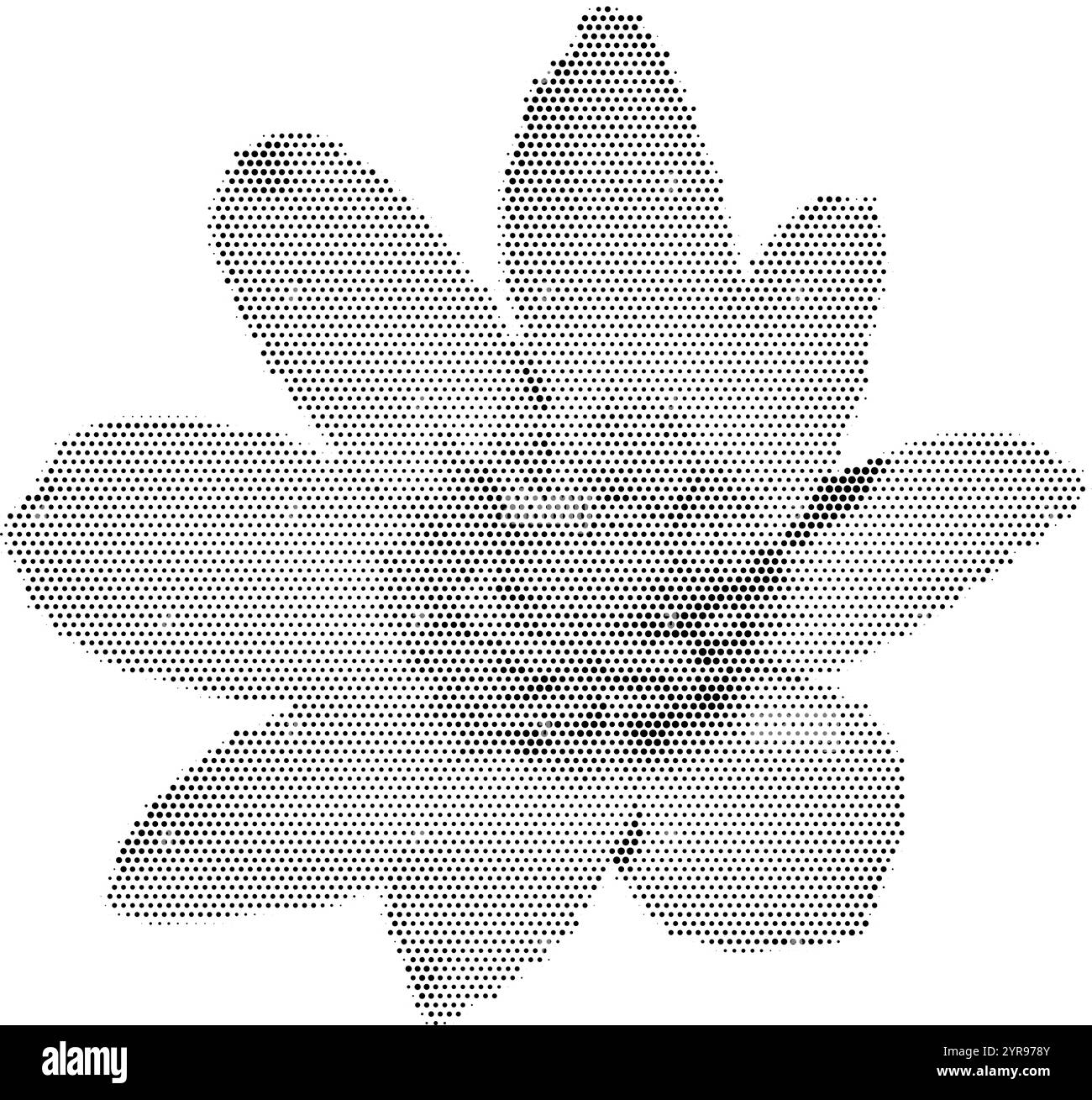 Halftone dotted cutout flower for trendy y2k retro collages. Vector realistic textured blossom ...