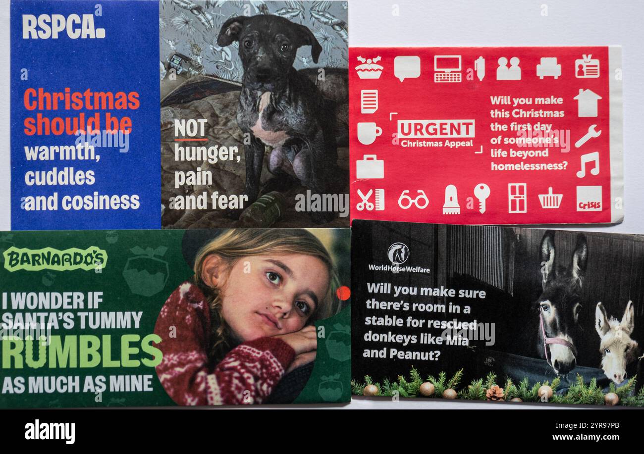Charity Christmas appeal flyers or leaflets, England, UK Stock Photo ...