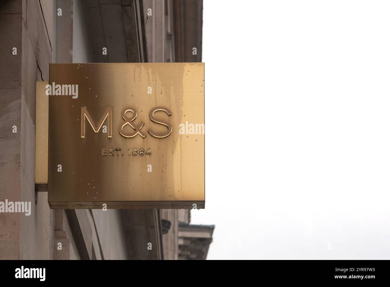London, Uk - October 19, 2024 - Marks & Spencer (M&S) golden store sign ...