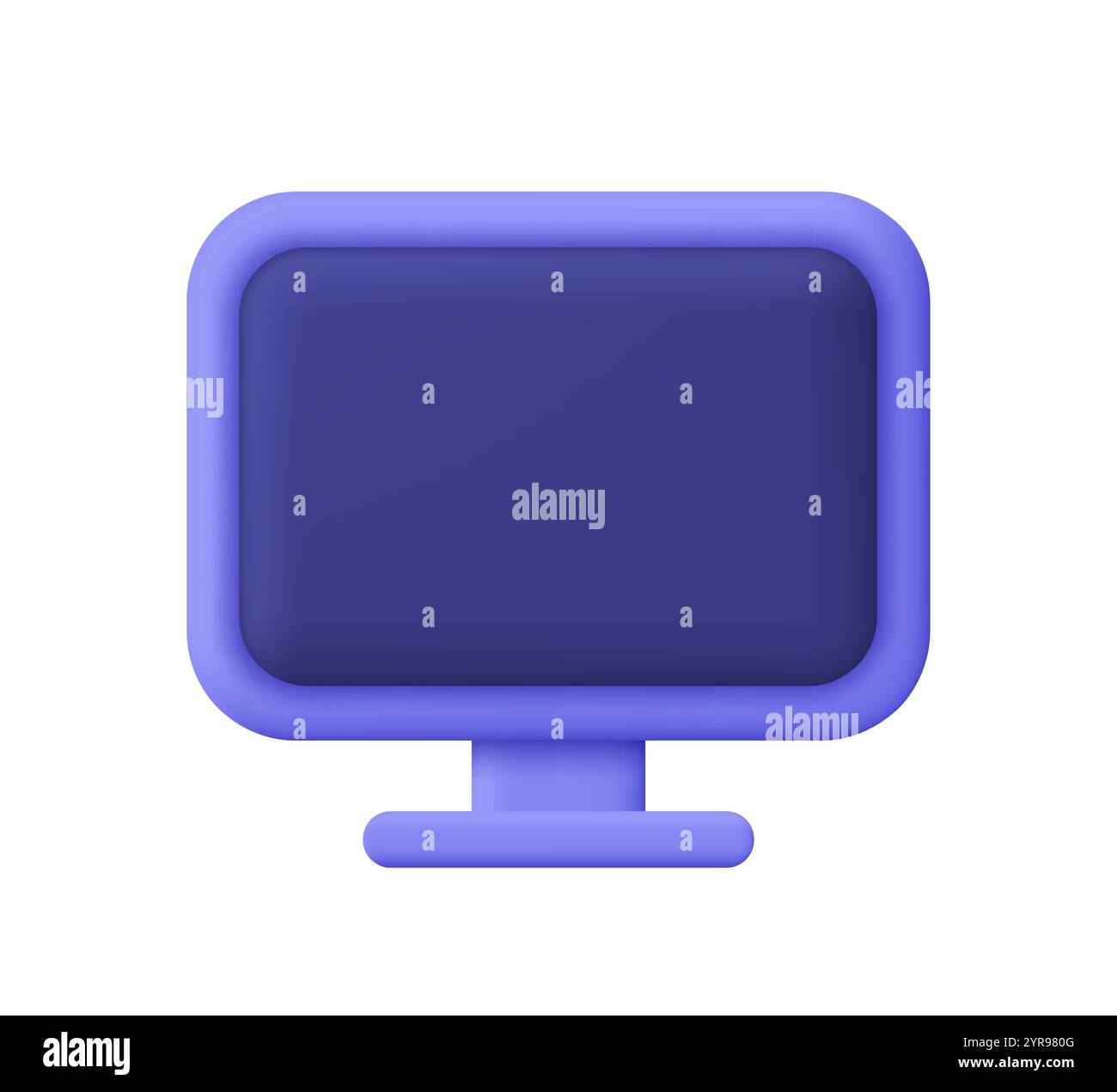 Computer monitor. PC desktop display. 3d vector icon. Cartoon minimal ...