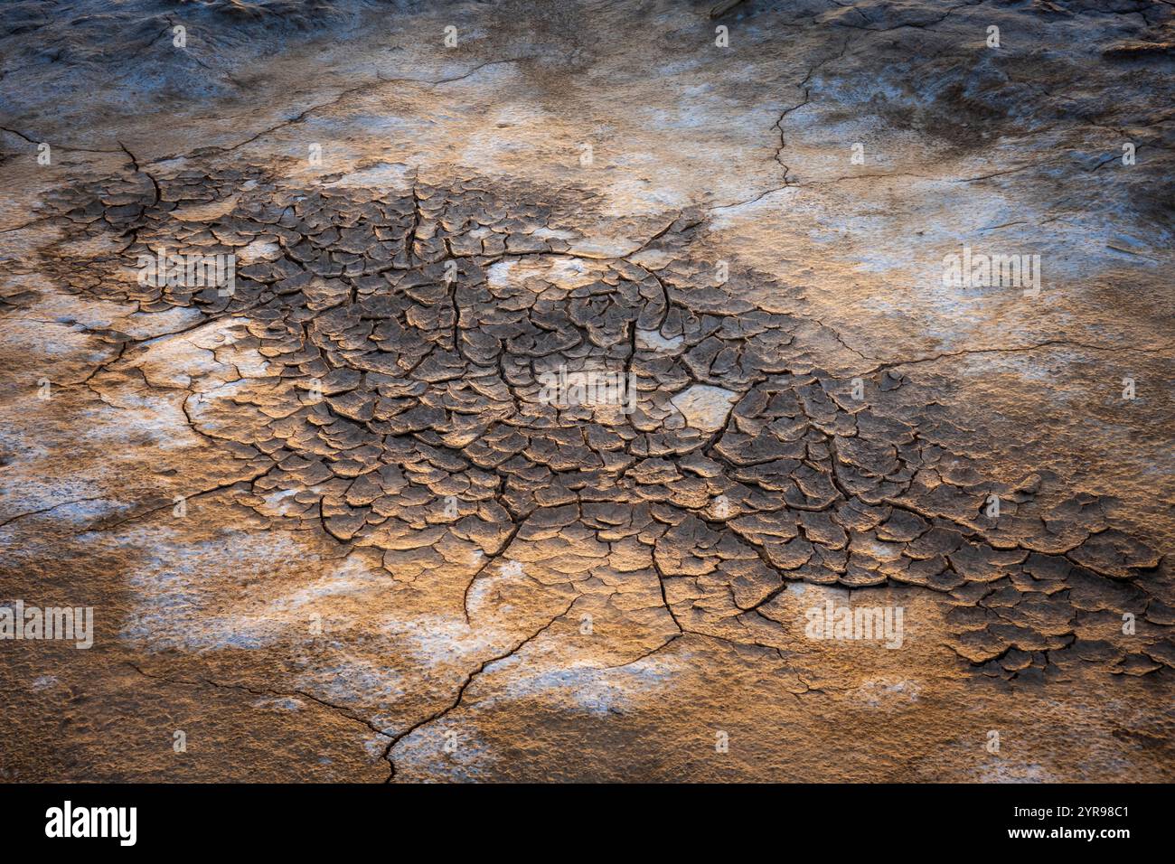 Close-up of dried cracked earth illustrating severe drought and ...