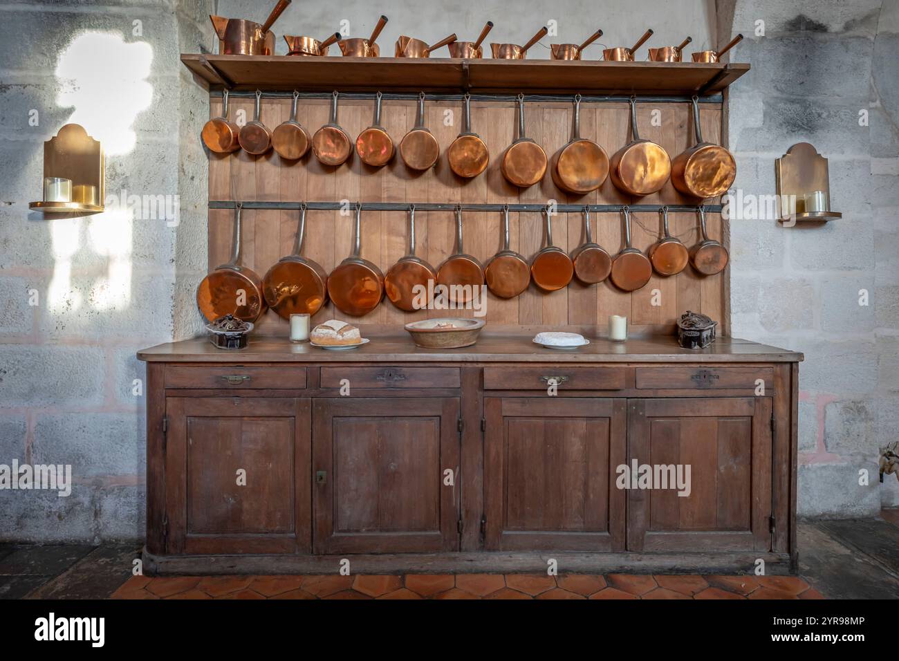 Maincy, France - 11 29 2024: Le Grand Noël. View of a copper cookware ...