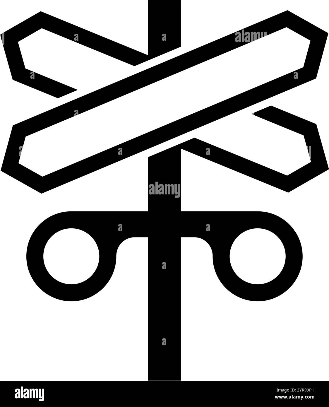 Iconic railway crossing sign in a simple, clean vector format Stock ...