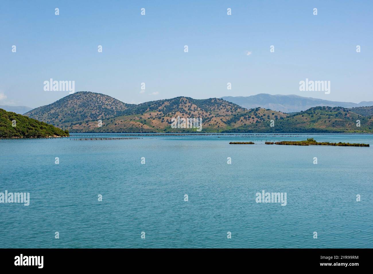 Lake Butrint in Southern Albania, part of the Butrint National Park. A ...