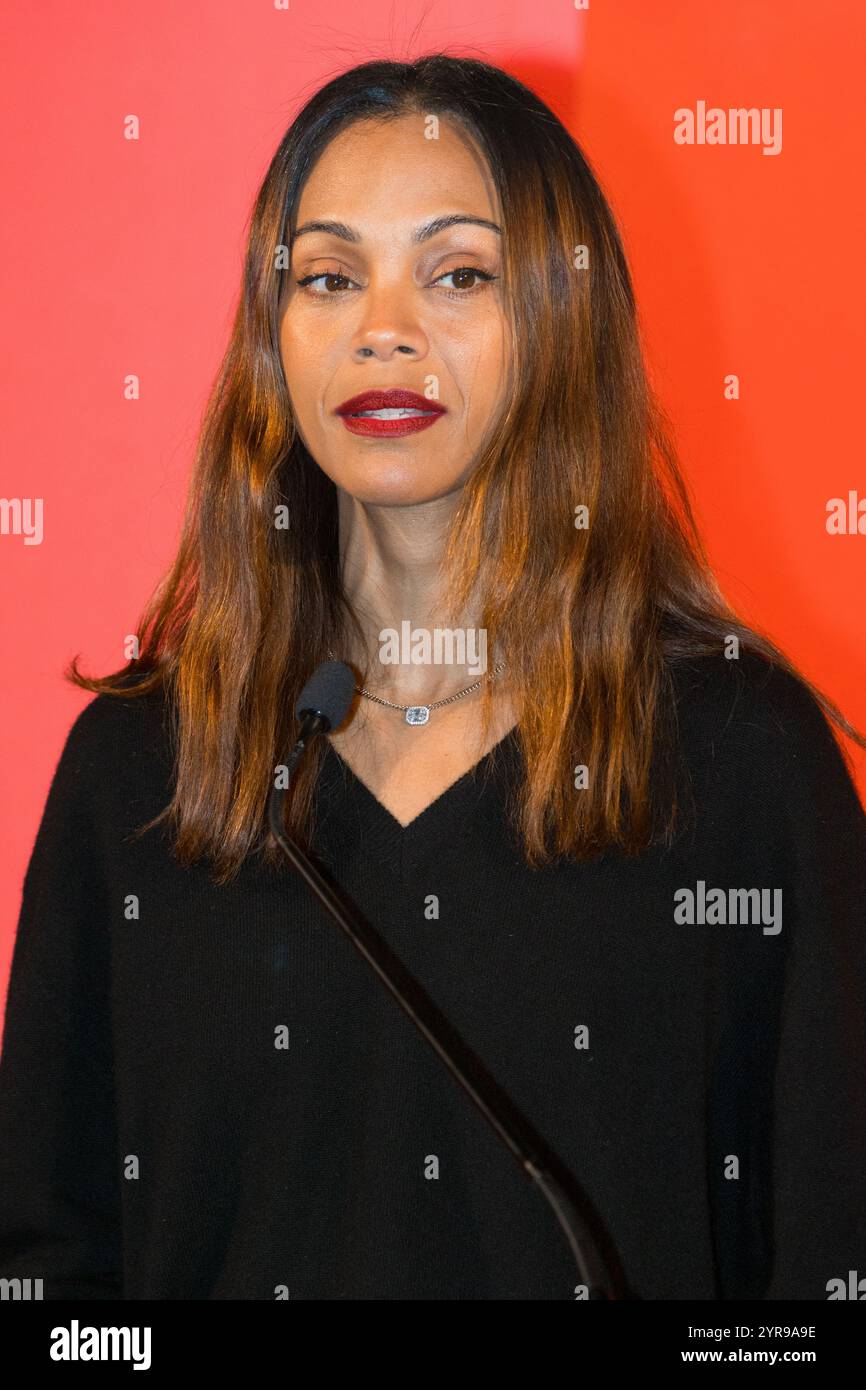 Turin, Italy. 3rd Dec, 2024. Actress Zoe Saldana receives "Stella della ...