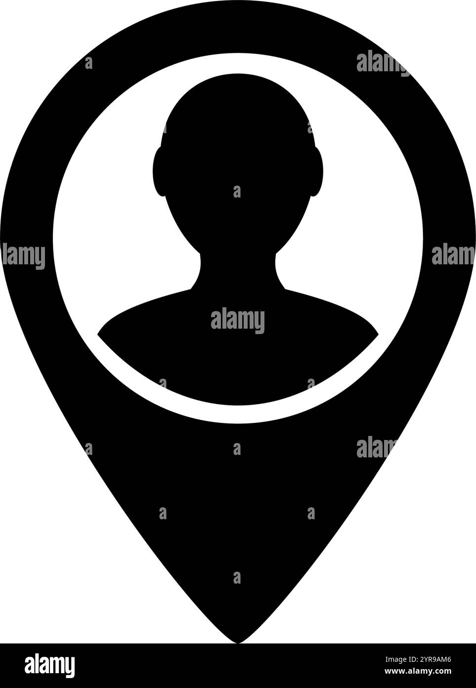 Vector icon of user location pin with person silhouette for navigation ...
