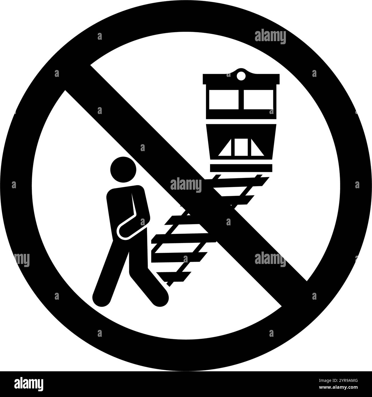 Prohibition sign for no crossing railway tracks Stock Vector Image ...